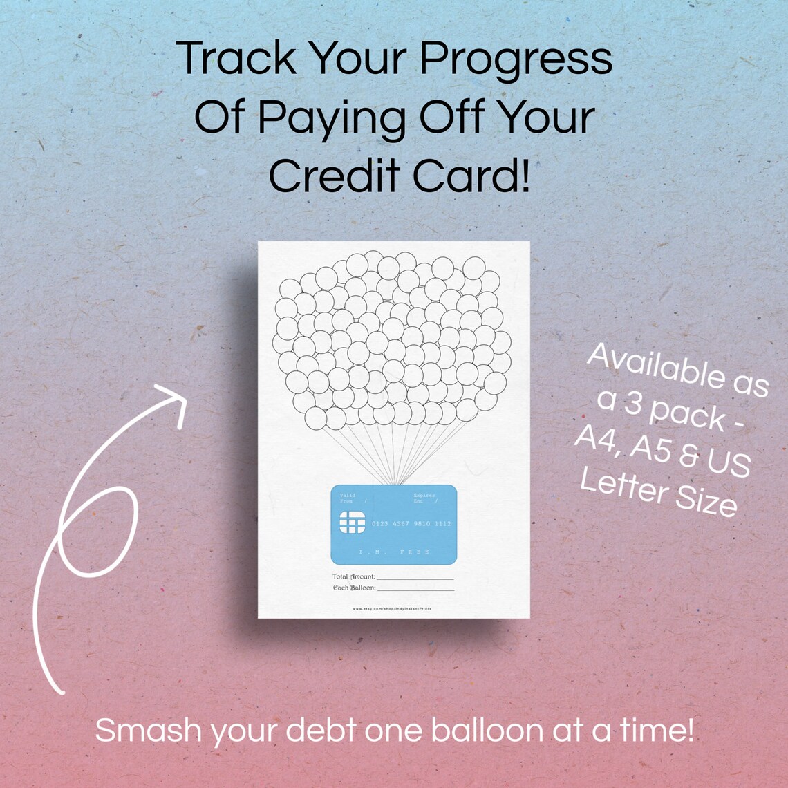 Credit Card Debt Payoff Debt Free Instant Printable Chart - Etsy