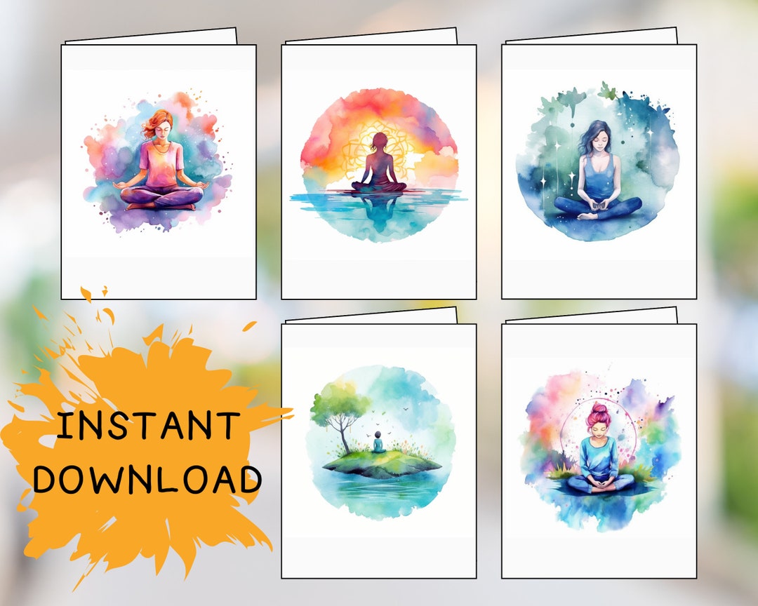 5 Pack Blank Cards Printable Card Mindfulness Meditation Instant ...