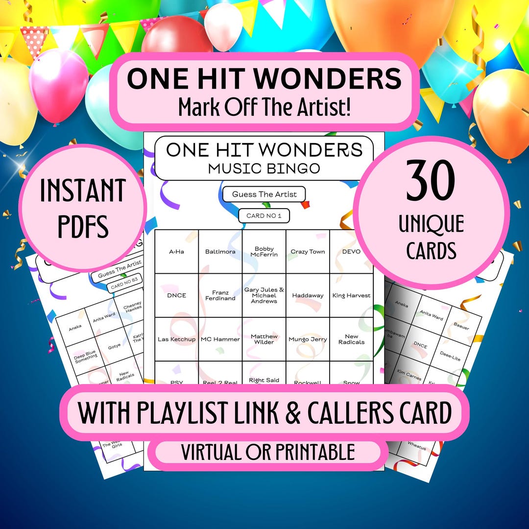 30 One Hit Wonders Music Bingo With Playlist. Mark the Artist ...