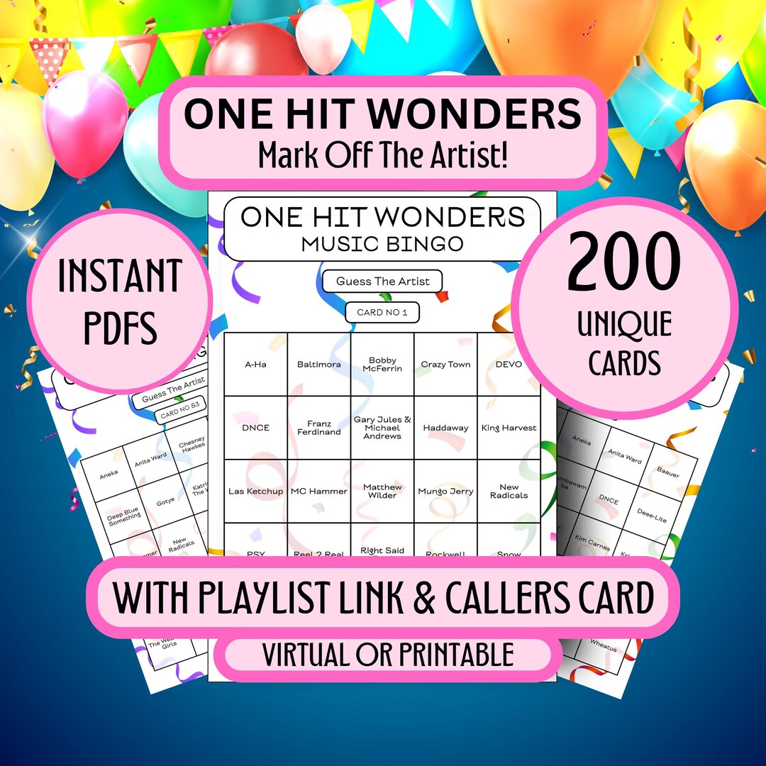 200 One Hit Wonders Music Bingo With Playlist. Mark the Artist ...