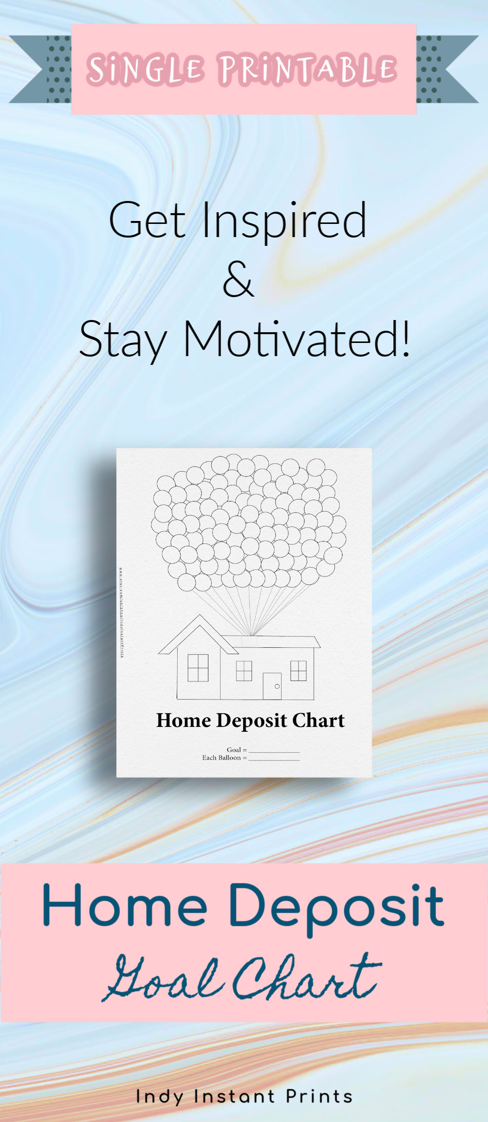 Home Deposit Chart Instant Download. Savings Goal With 100 Balloons ...