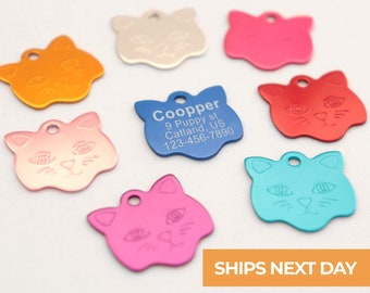 Cat ID Tag Personalized Cat Name Tag Engraved Cat ID Tag - Etsy