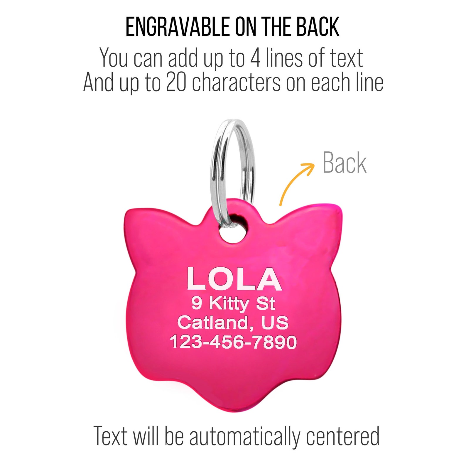 Custom Engraved Cute Cat ID Tag Small Kittens ID Tag - Etsy