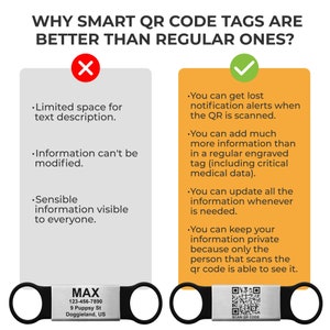 Qr Code Dog Tag, Custom Scannable Slide on Pet ID Tag, Collars Name ...