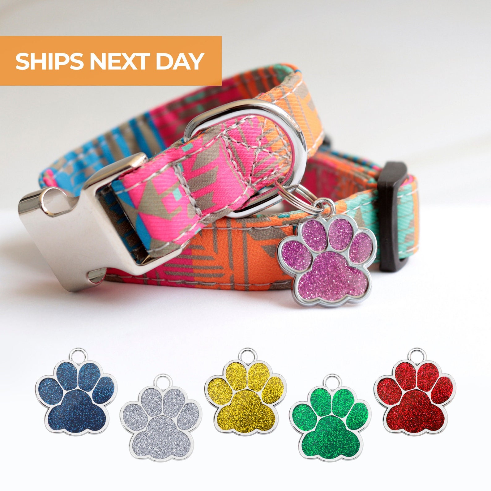 Custom Shiny Paw Cute Dog Tag Engraved Pet ID Tags Sparkling - Etsy