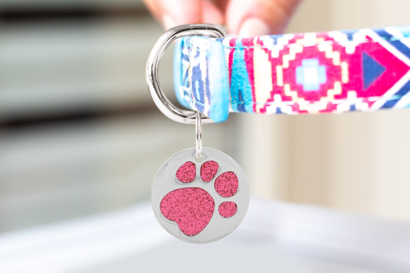Custom Paw Dog Name Tag, Personalized Engraved Bling Pet ID Tags, Dog ...