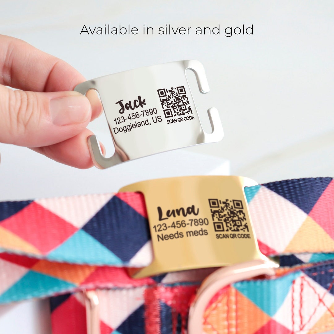 Custom QR Code Slide on Collars & Harness Dog Tag - Etsy