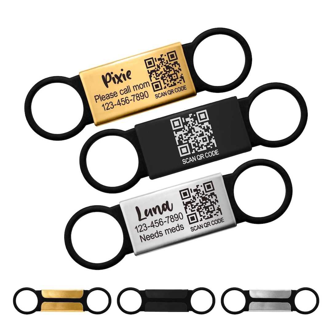 Qr Code Smart Slide on Dog Tag, Custom Scannable Pet ID Tag, Collars ...