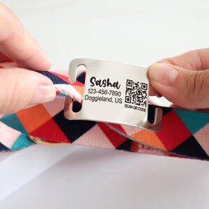 Custom QR Code Slide on Collars & Harness Dog Tag, Personalized Smart ...