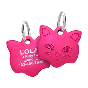 Custom Engraved Cute Cat ID Tag Small, Kittens ID Tag, Personalized ...