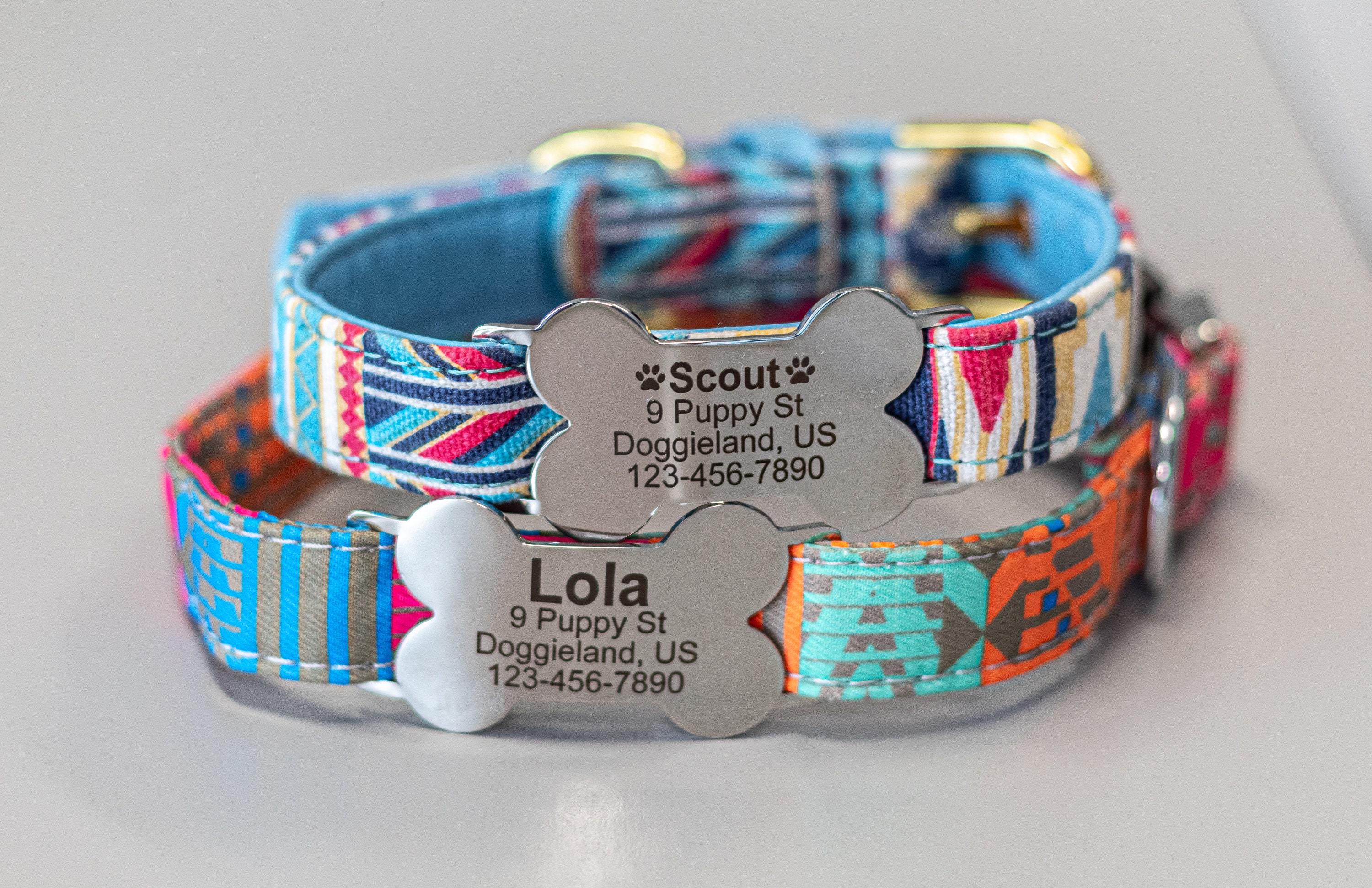 Custom Slide on Bone Dog Tag Martingale Dog Tag Silent Pet - Etsy