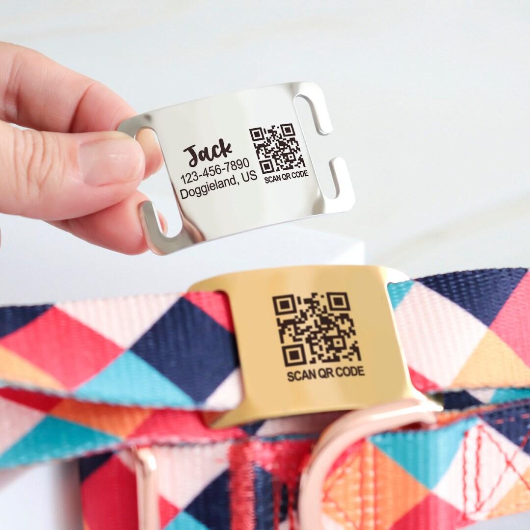 Custom QR Code Slide on Collars & Harness Dog Tag, Personalized Smart ...