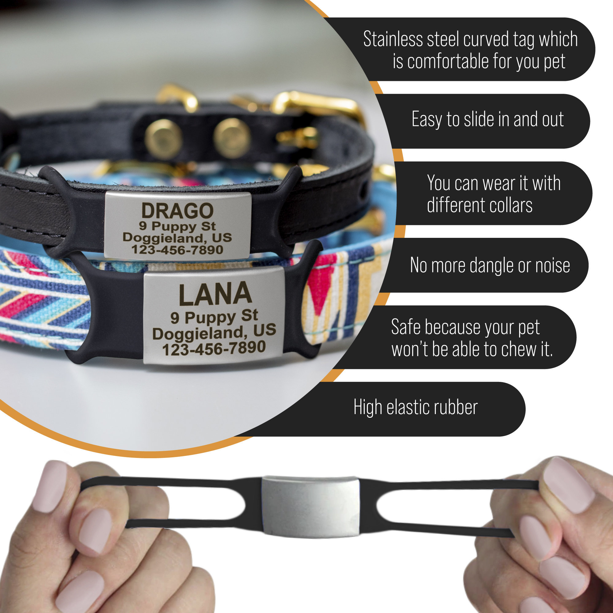 Custom Engraved Pet ID Tags Personalized Slide on ID Tag Dog - Etsy