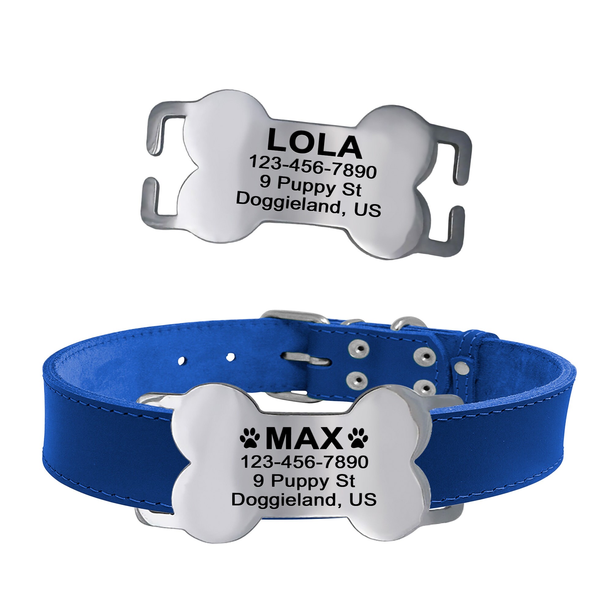 Custom Slide on Bone Dog Tag Martingale Dog Tag Silent Pet - Etsy