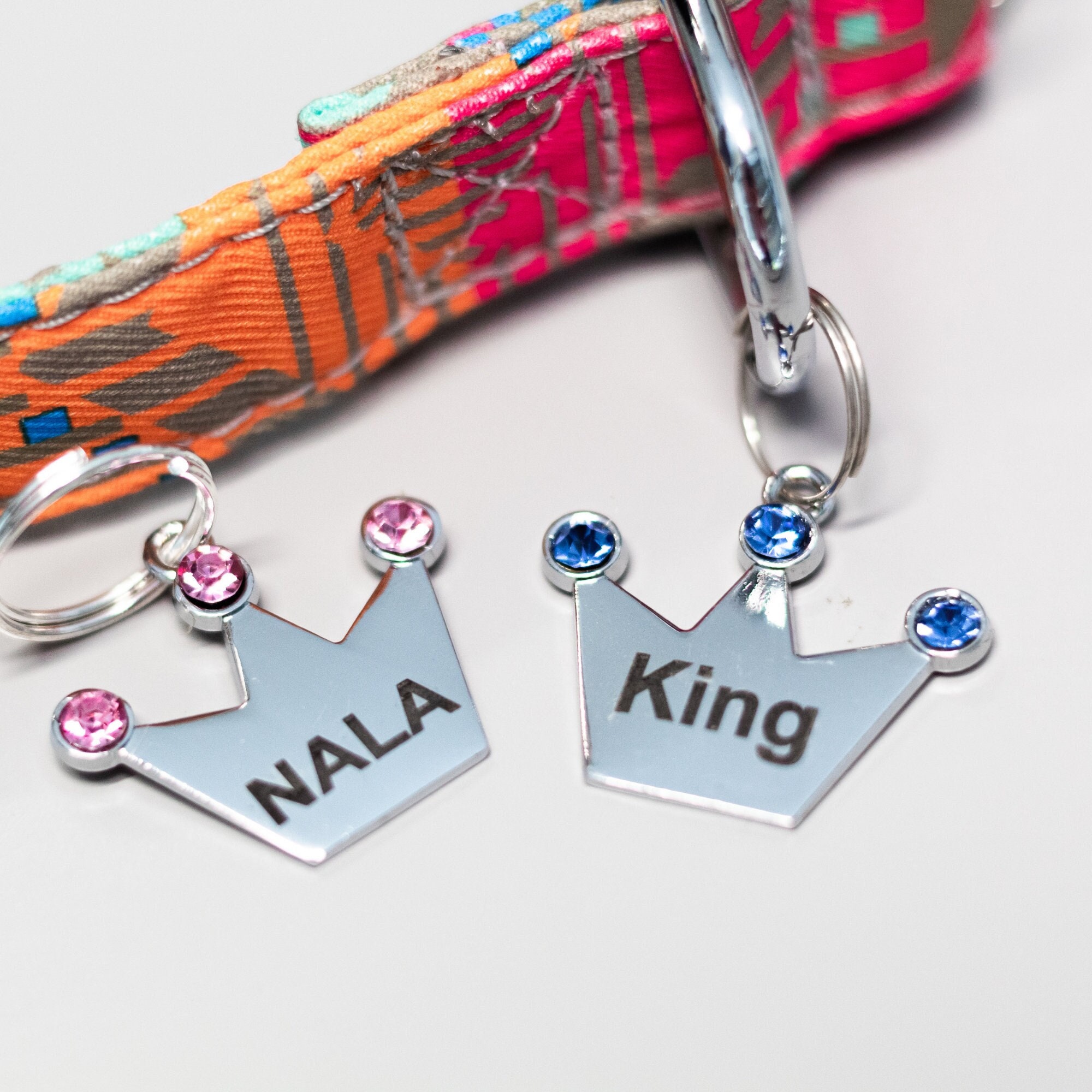 Custom Shiny Crown Cute Pet Tag Engraved Crystals Dog ID | Etsy