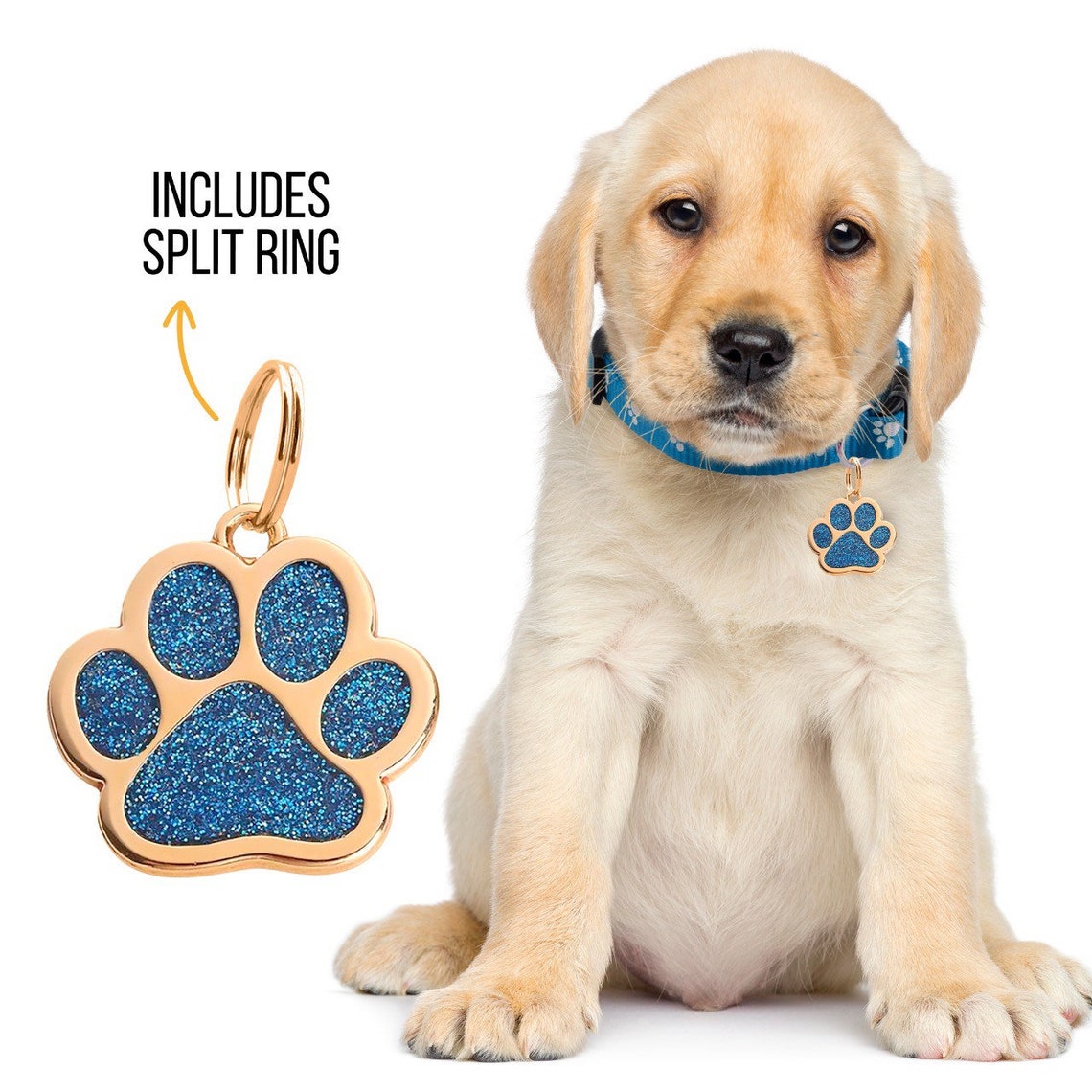 Personalized Paw Pet Name Tags Custom Engraved Gold Dog ID | Etsy