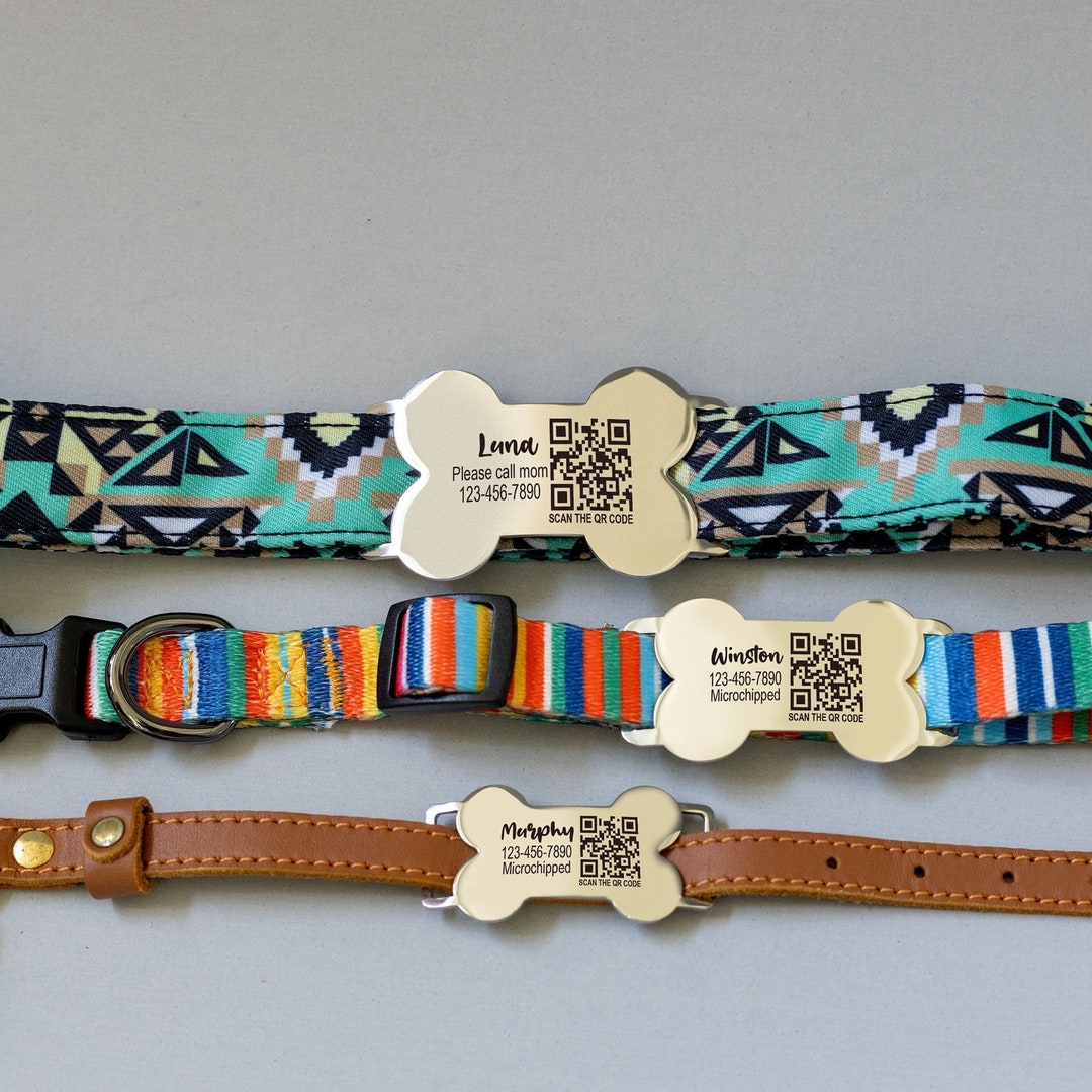 Qr Code Smart Slide on Bone Pet Tag, Scannable Martingale Silent Dog ...