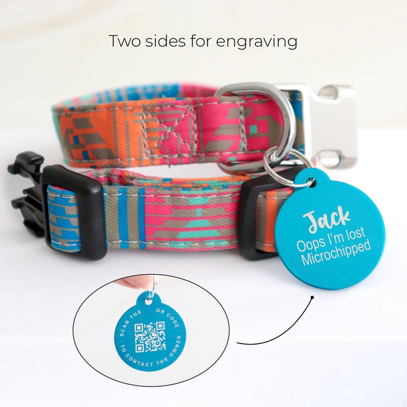 Custom QR Code Pet ID Tag Personalized Engraved Scannable - Etsy