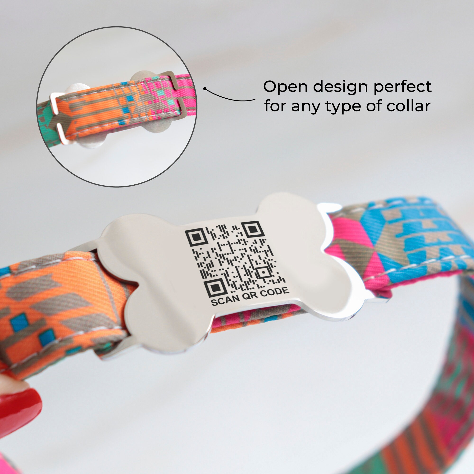 Qr Code Smart Slide on Bone Pet Tag, Scannable Martingale Silent Dog ...