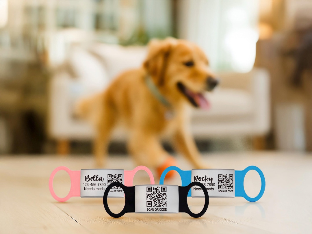 Smart Qr Code ID Pet Tag, Custom Scannable Slide on Dog ID Tag, Collars ...