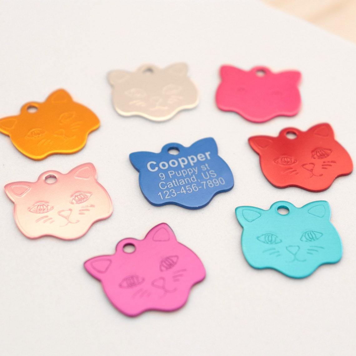 Custom Engraved Cute Cat ID Tag Small Kittens ID Tag - Etsy