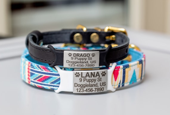 Custom Engraved Steel Pet ID Tags Personalized Slide on Pet - Etsy
