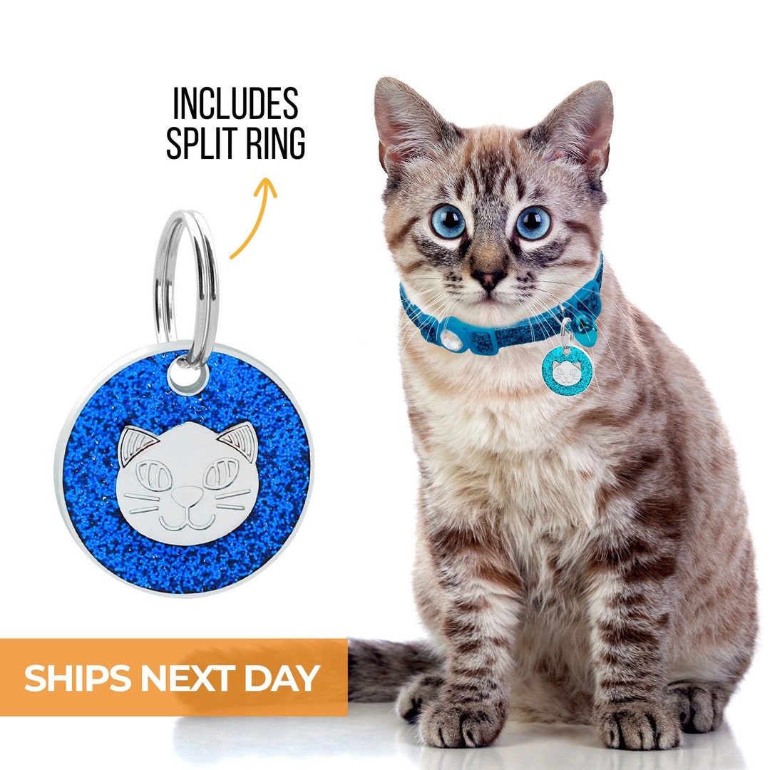 Custom Pet Id Cat Tag, Personalized Engraved Cat Bling ID Tag Cat ...