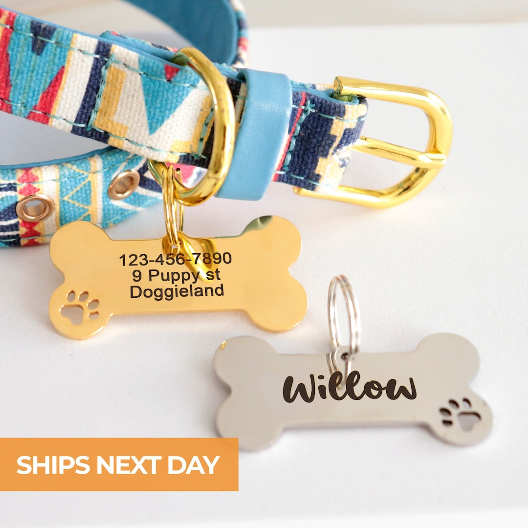 Personalized Fancy Bone Pet ID Tags, Custom Stainless Steel Silver and ...