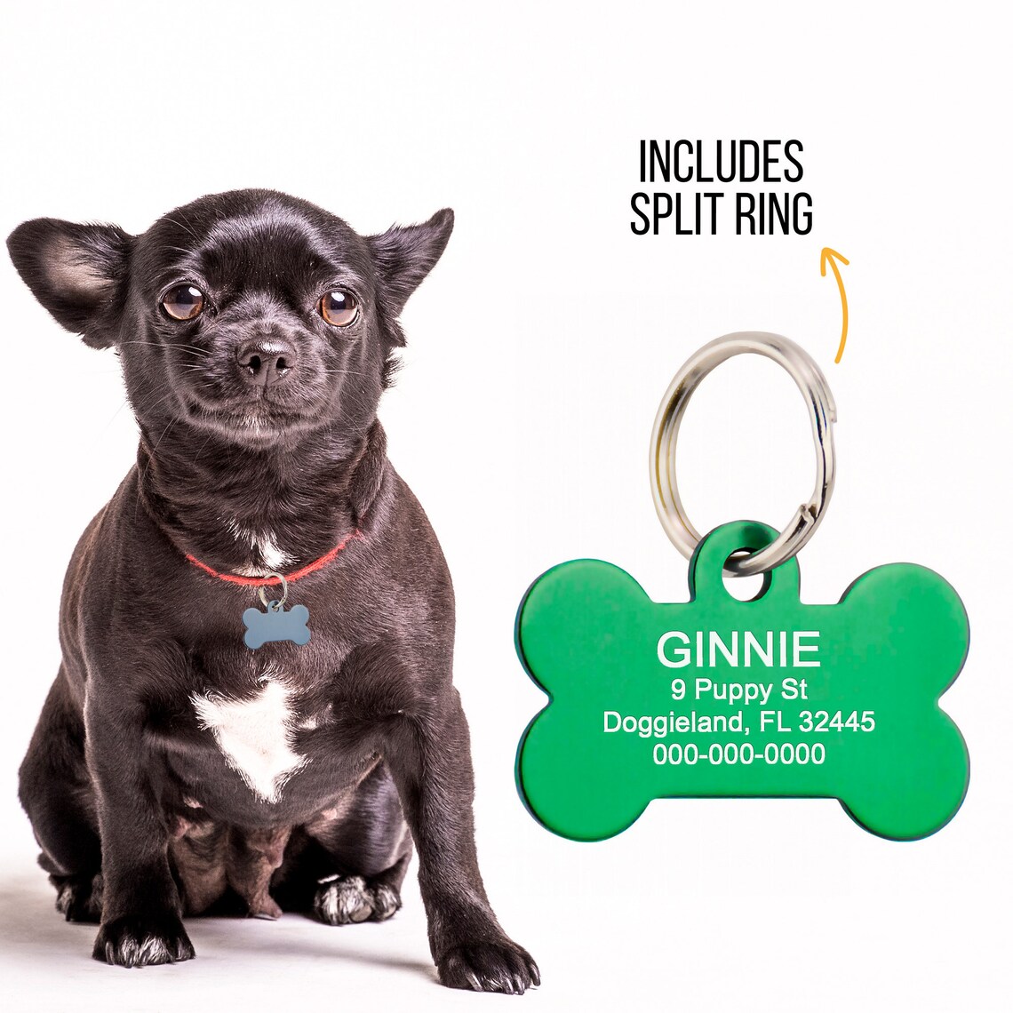 Bone Aluminum Dog ID Collar Custom Engraved Pet ID Tags | Etsy