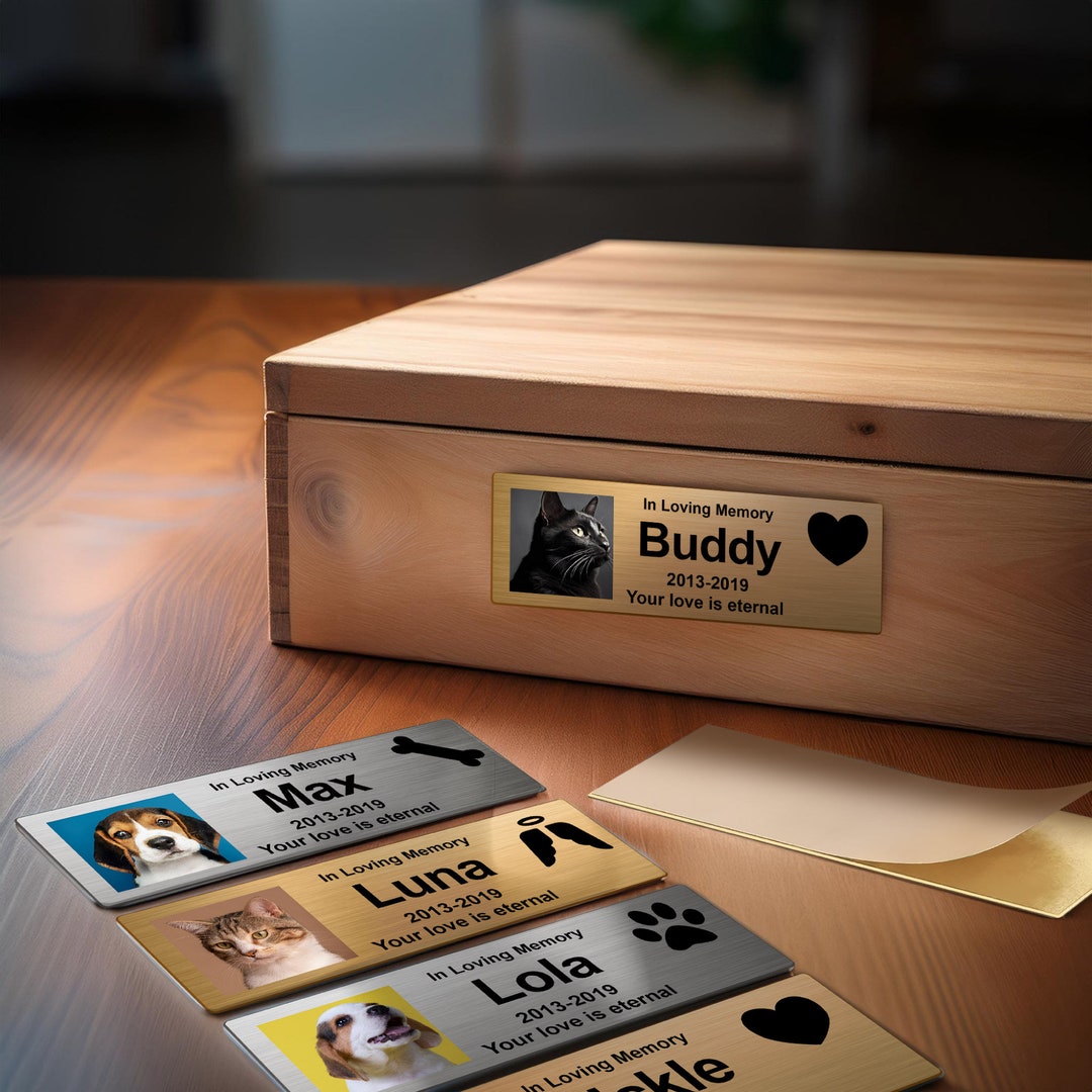 Custom Pet Memorial Urn Adhesive Metal Nameplate, Personalized Plaque ...