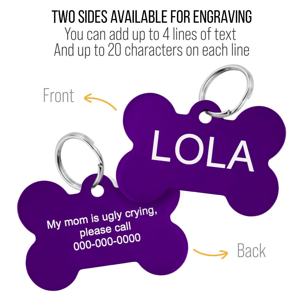 Bone Aluminum Dog ID Collar Custom Engraved Pet ID Tags | Etsy