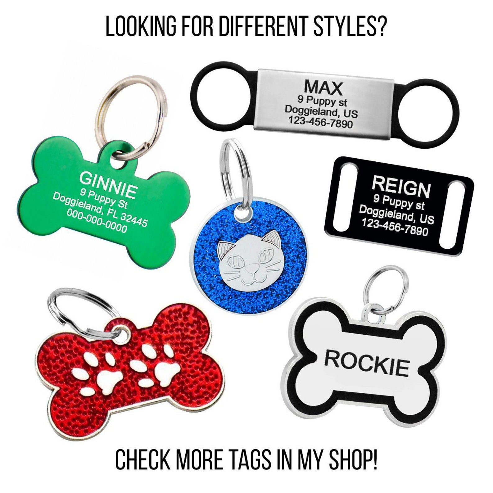 Personalized Dog Breeds ID Tags Custom Engraved Cute - Etsy