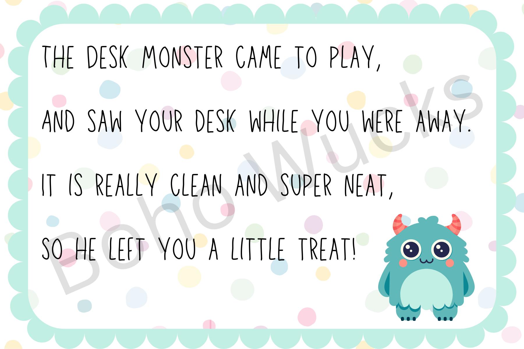Desk Monster Reward Card | 4x6 Printable PDF | Clean Desk Monster ...