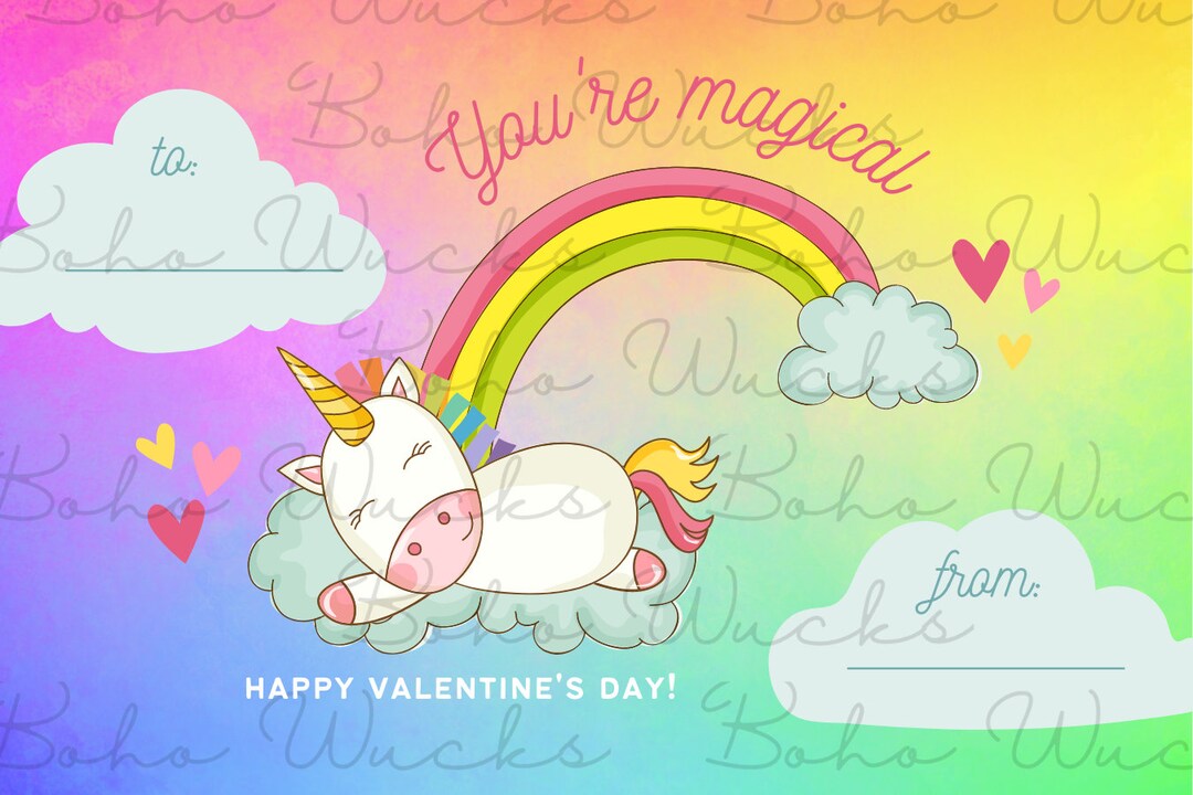 Unicorn Valentines Day Card Png and Pdf Digital Download File - Etsy