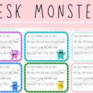 Desk Monster Reward Card | 4x6 Printable PDF | Clean Desk Monster ...