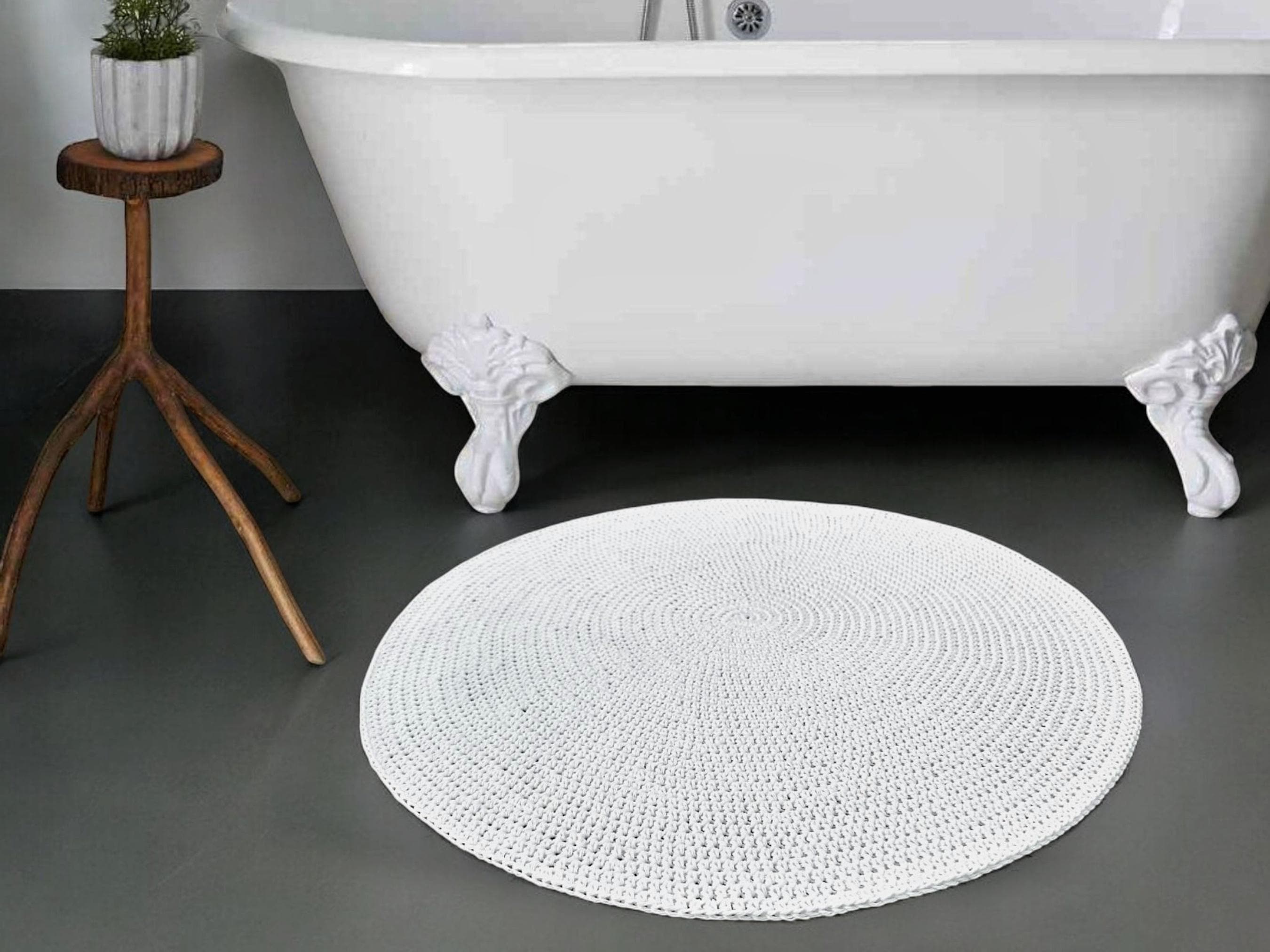 Minimalist Round Cotton Bath Mat: Handmade Reversible Rug — Custom Size ...