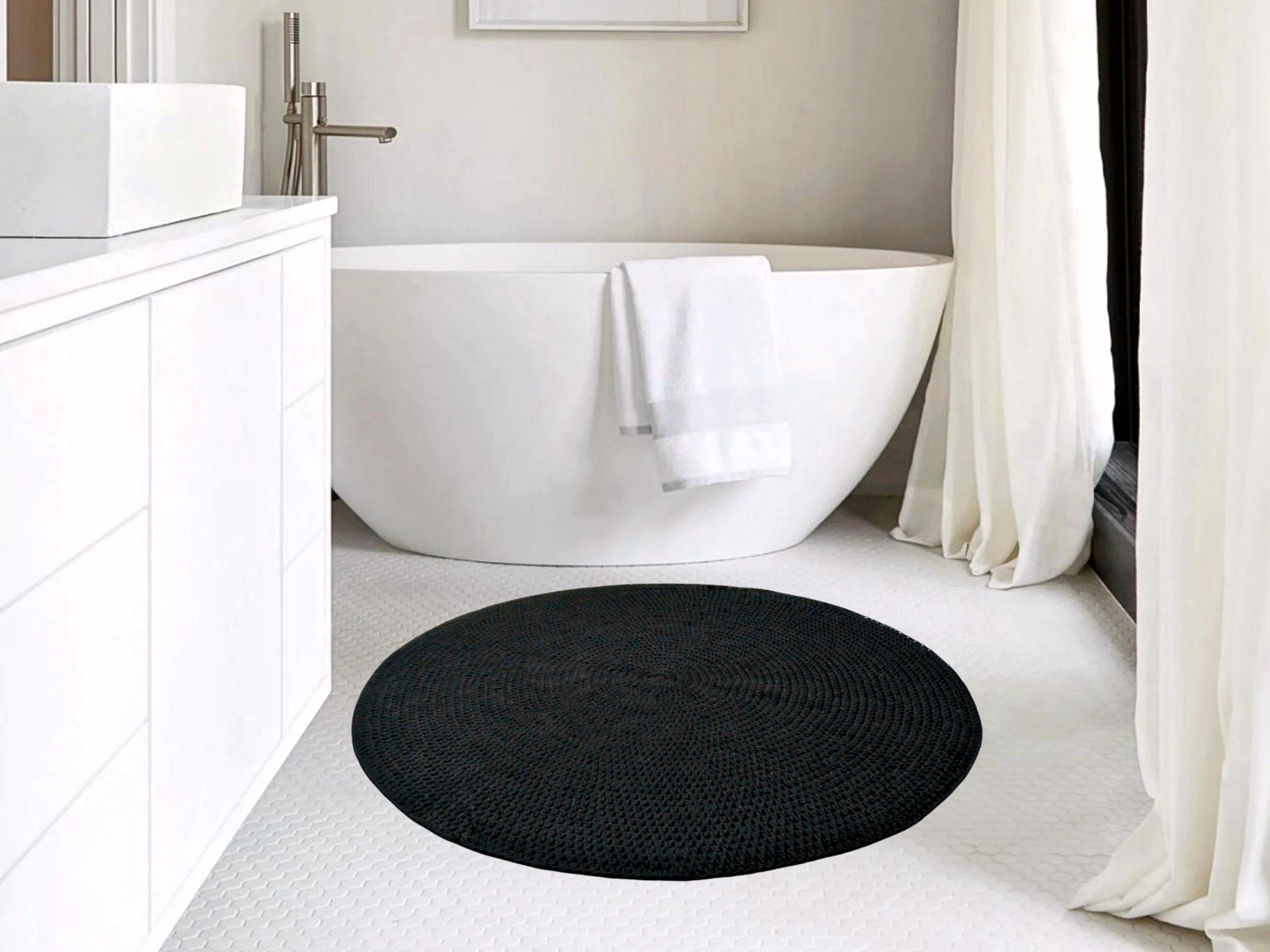 Minimalist Round Cotton Bath Mat: Handmade Reversible Rug — Custom Size ...