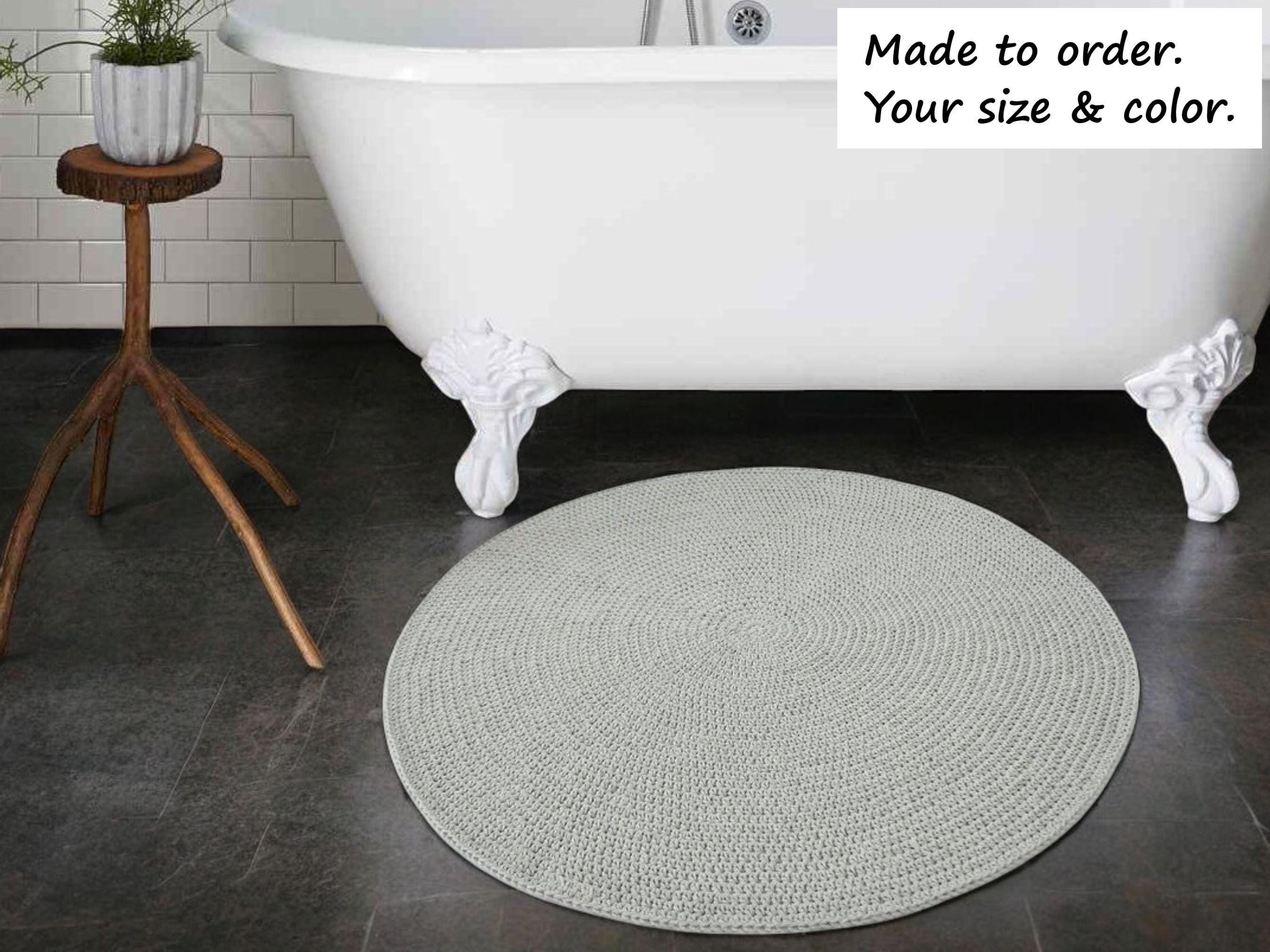 Minimalist Round Cotton Bath Mat: Handmade Reversible Rug — Custom Size ...