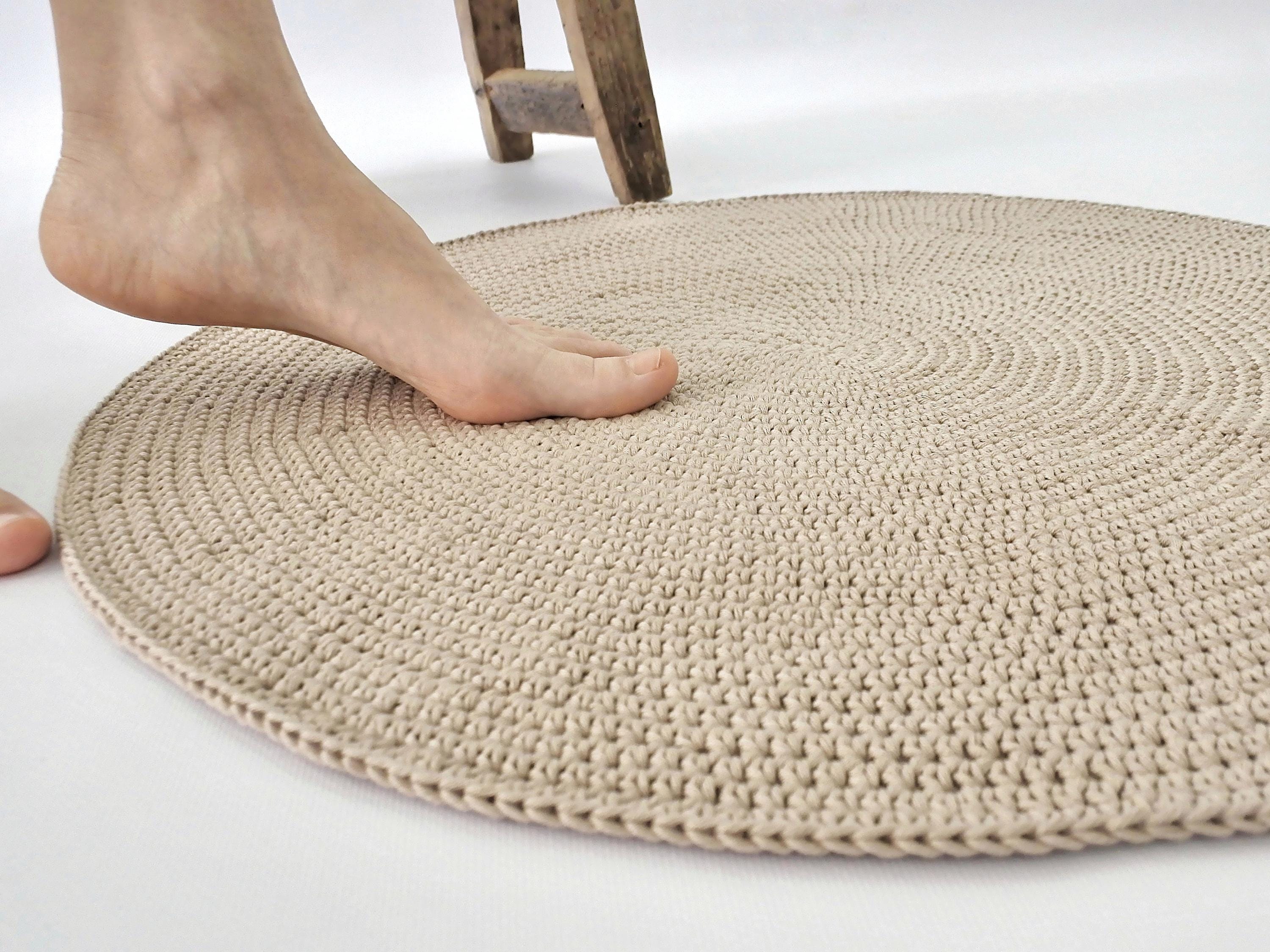 Custom Size Beige Round Bath Mat Handmade From High Quality Machine Washable Absorbent 100 Cotton Multiple Color Options Etsy UK