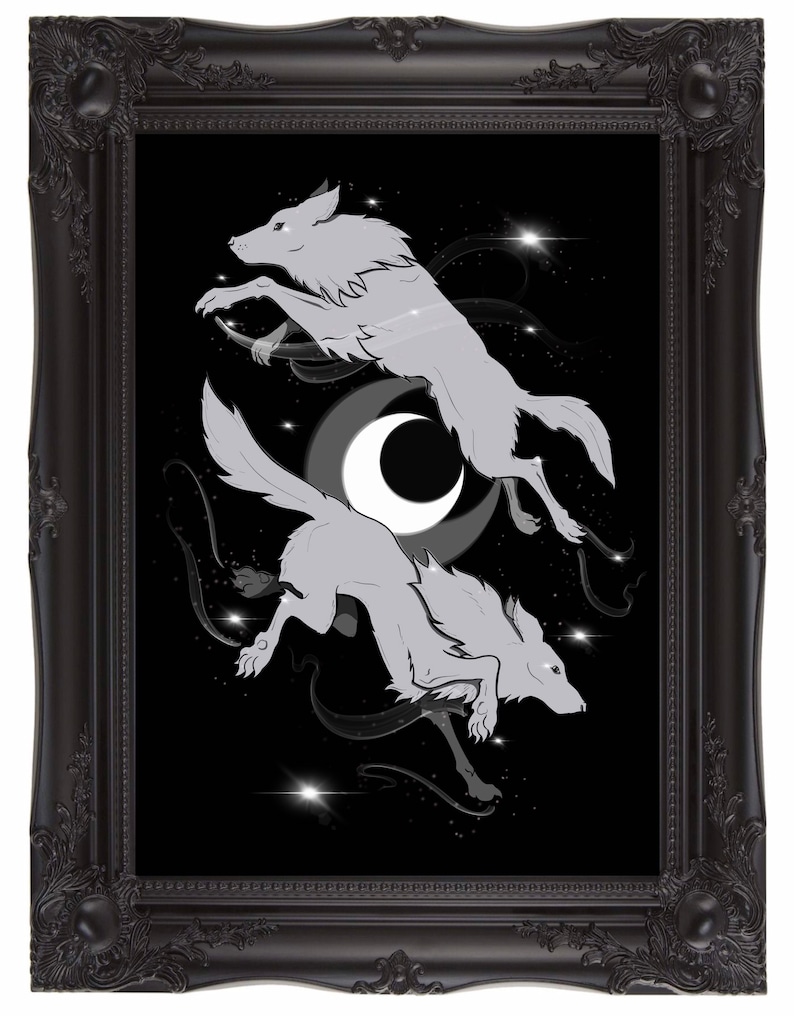 Odins Wolves Viking Mythology Art Print Gothic Art // - Etsy