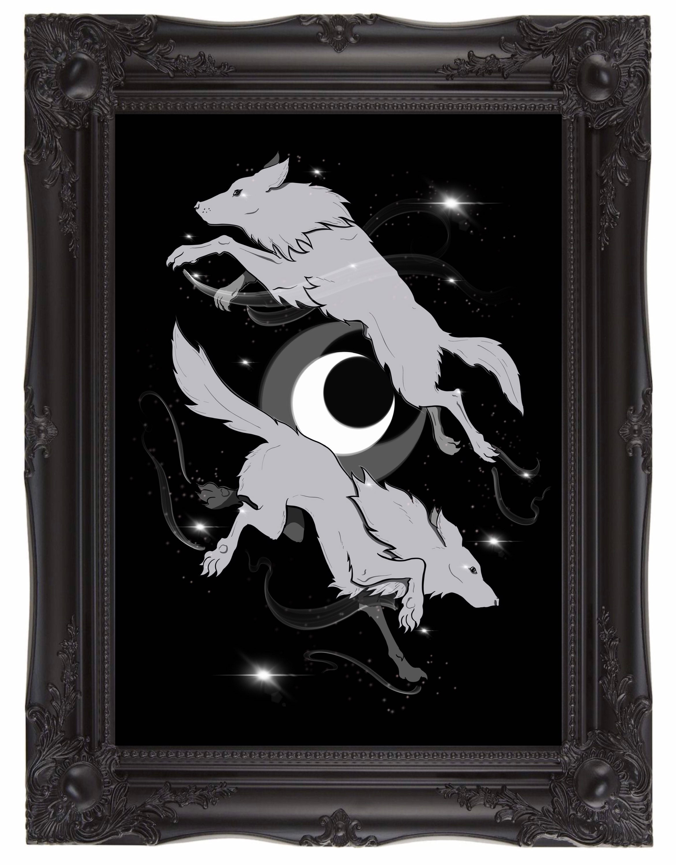 Odins Wolves geri and Freki Viking Mythology Art Print by | Etsy