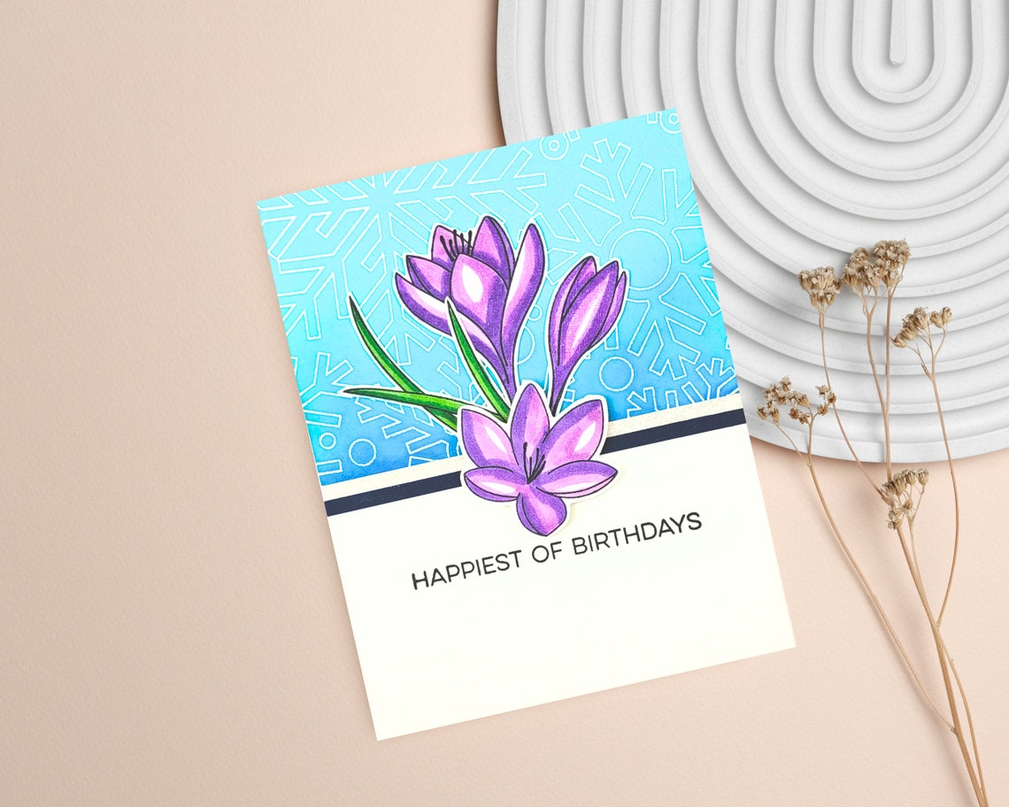Card Set Purple Crocus Birthday Cards Purple and Aqua - Etsy