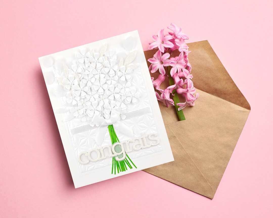 Congratulations Wedding Card, All White Wedding Card, Congrats on Your ...