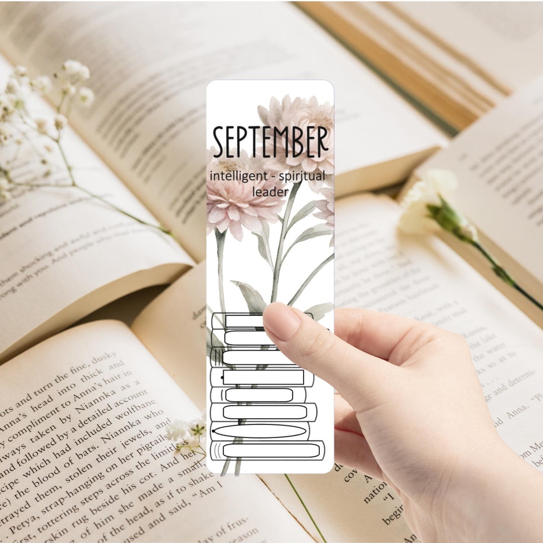 September Birth Flower Bookmark: Book Stack Reading Tracker - Etsy