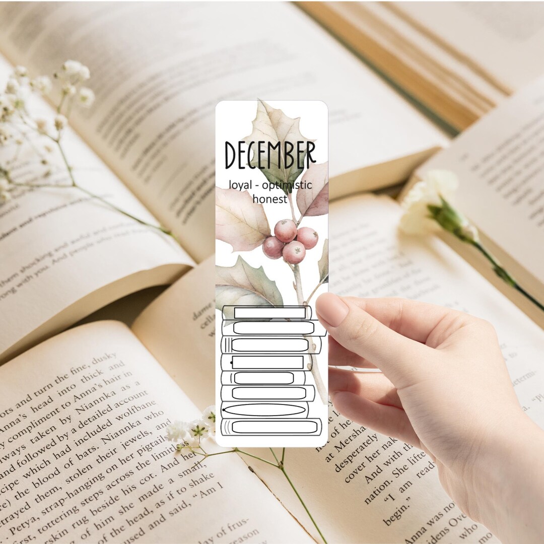 December Birth Flower Bookmark, Book Tracker, Teacher Gift - Etsy
