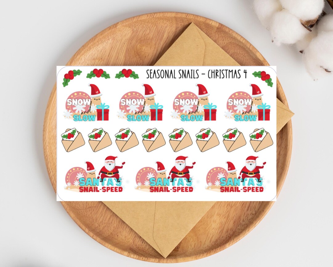 Christmas Snail Mail Stickers: Holiday Seals Sticker Pack - Etsy