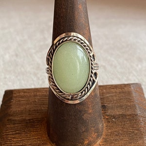 JADE Stone Ring • Peruvian Stone Ring • Adjustable • Handmade • Alpaca ...