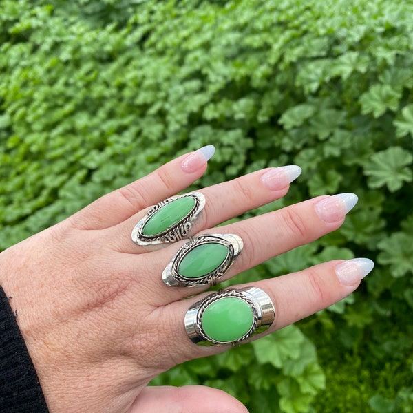 Green Stone Ring - Etsy