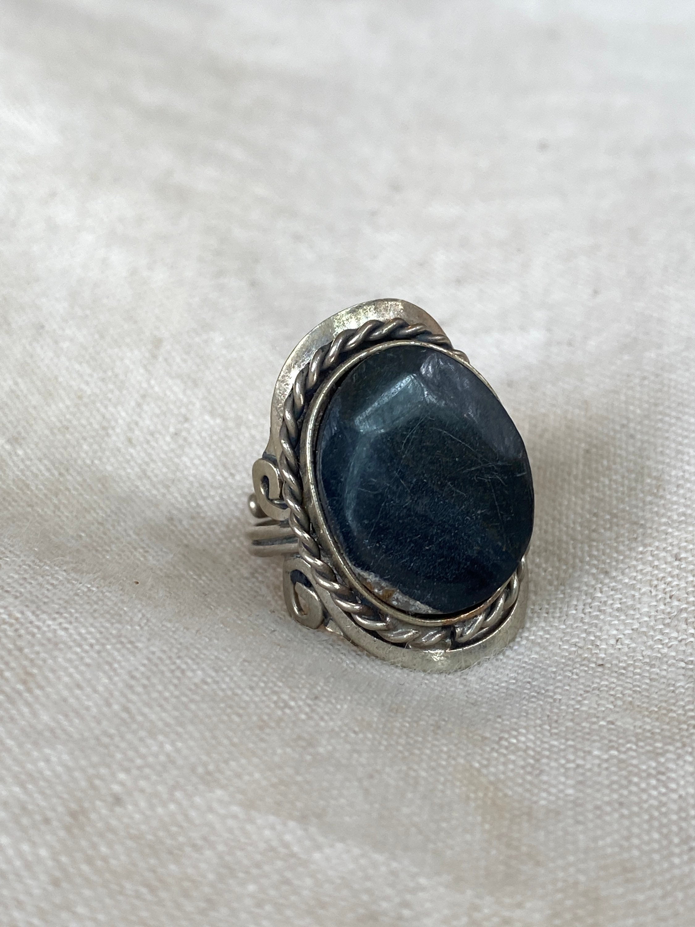 BLACK ONYX Stone Ring Adjustable Peruvian Stone Ring - Etsy