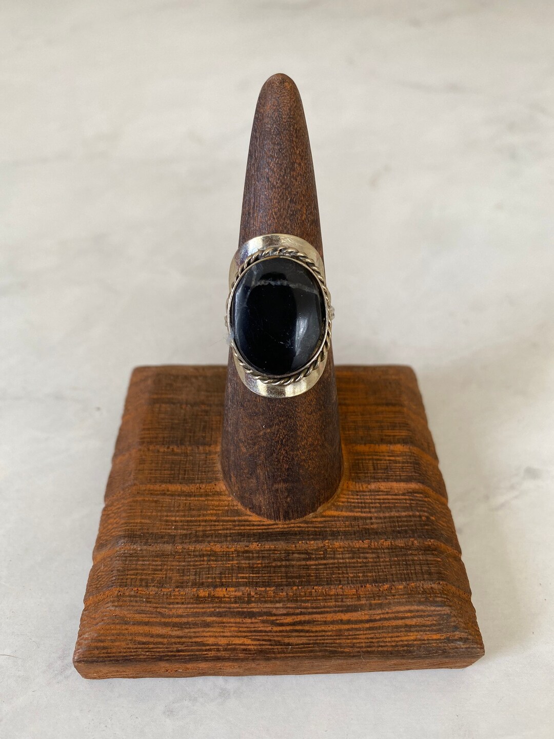 BLACK ONYX Stone Ring Adjustable Peruvian Stone Ring - Etsy